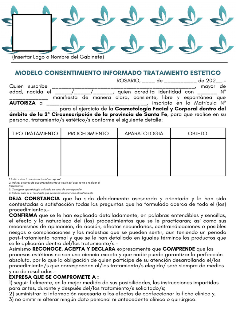 Modelo consentimiento informado | Descargar gratis PDF | Consentimiento ...
