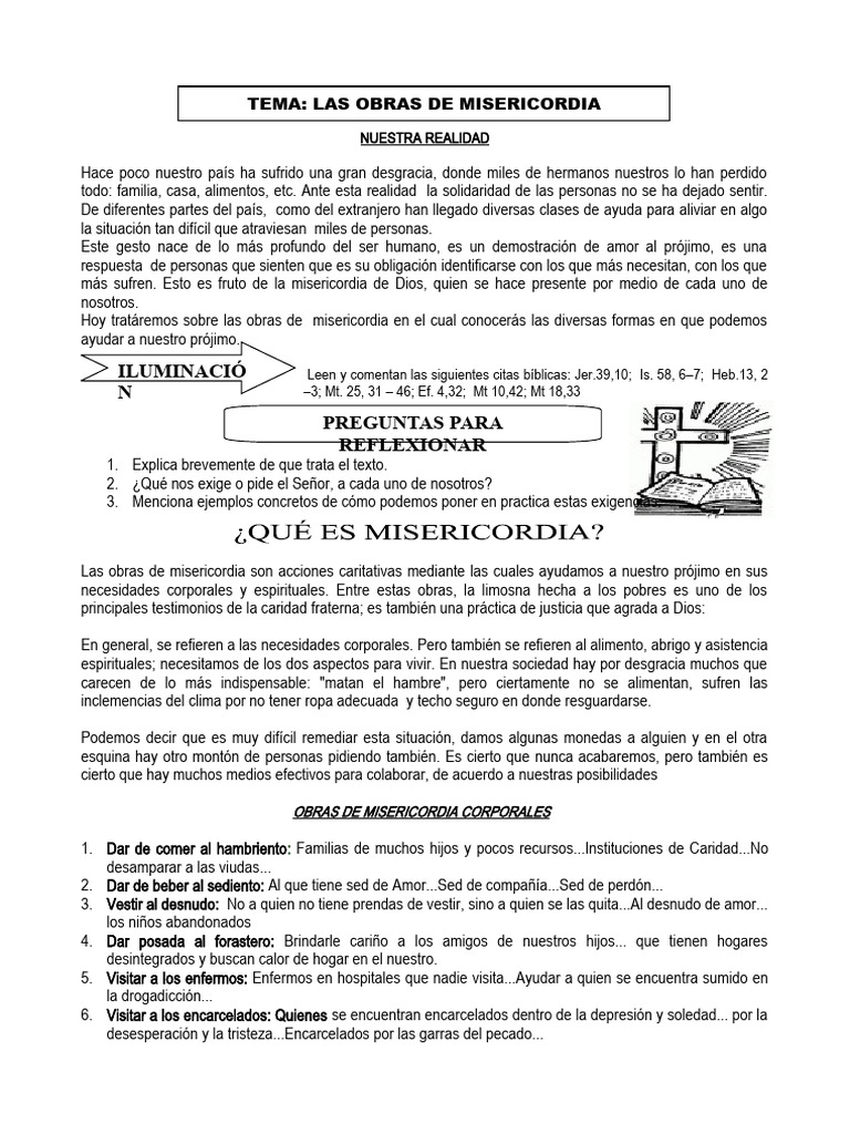 Obras de Misericordia: Guía Práctica | PDF | Misericordia | Oración