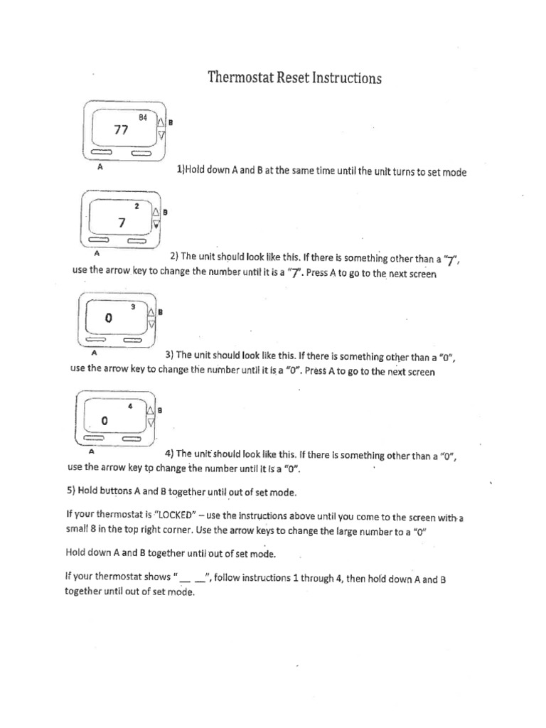 Thermostat Reset Instructions Pdf