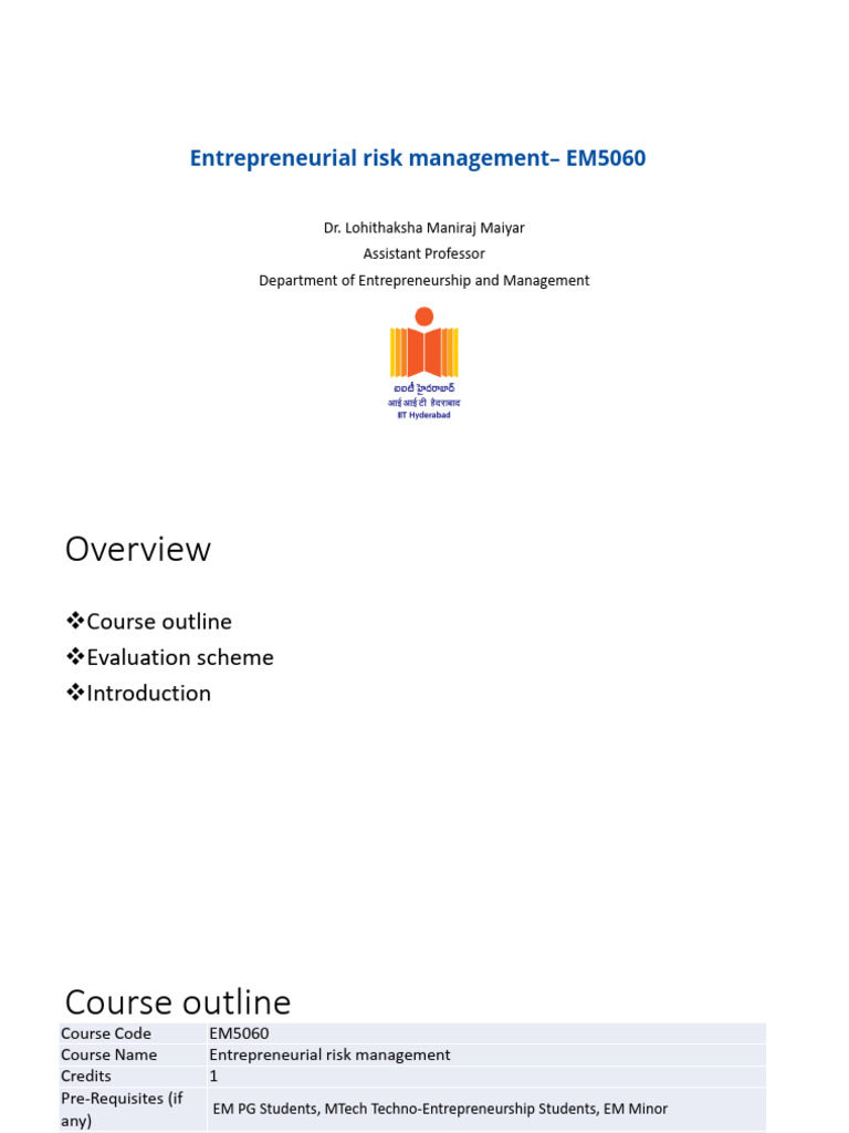 Entrepreneurial Risk Management - Introduction | PDF | Mortgages ...