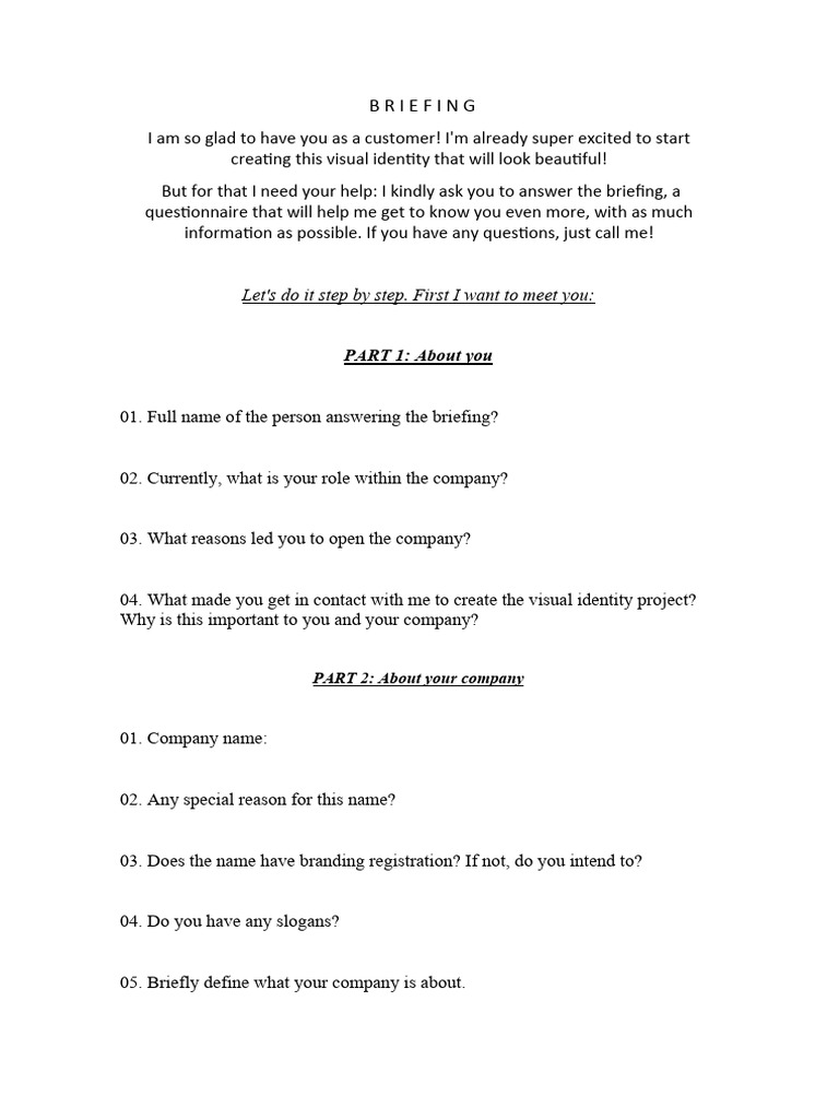 Briefing In Pdf Brand Communication