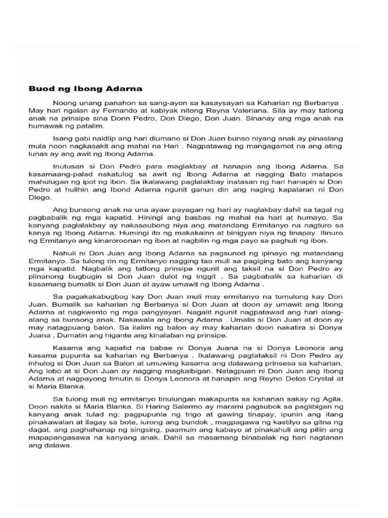 Fil Buod Ibong Adarna | PDF