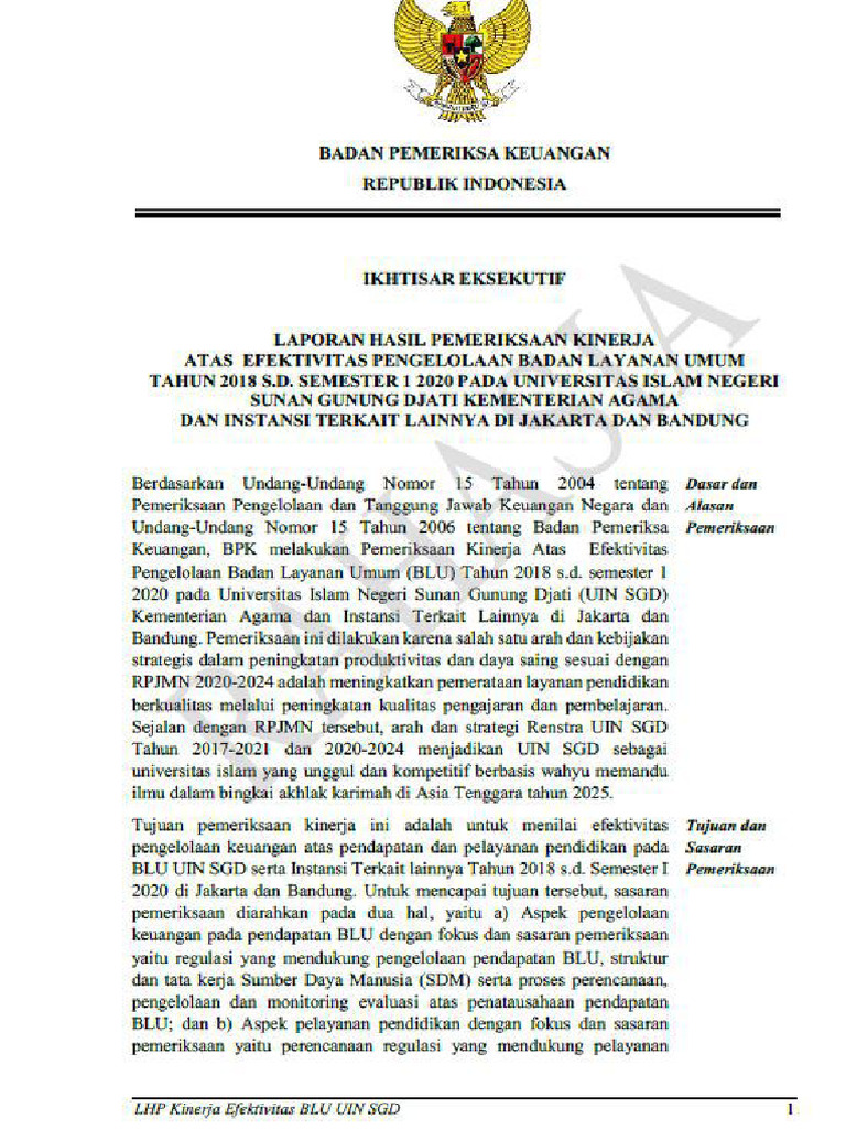 LHP (Laporan Hasil Pemeriksaan) BPK | PDF