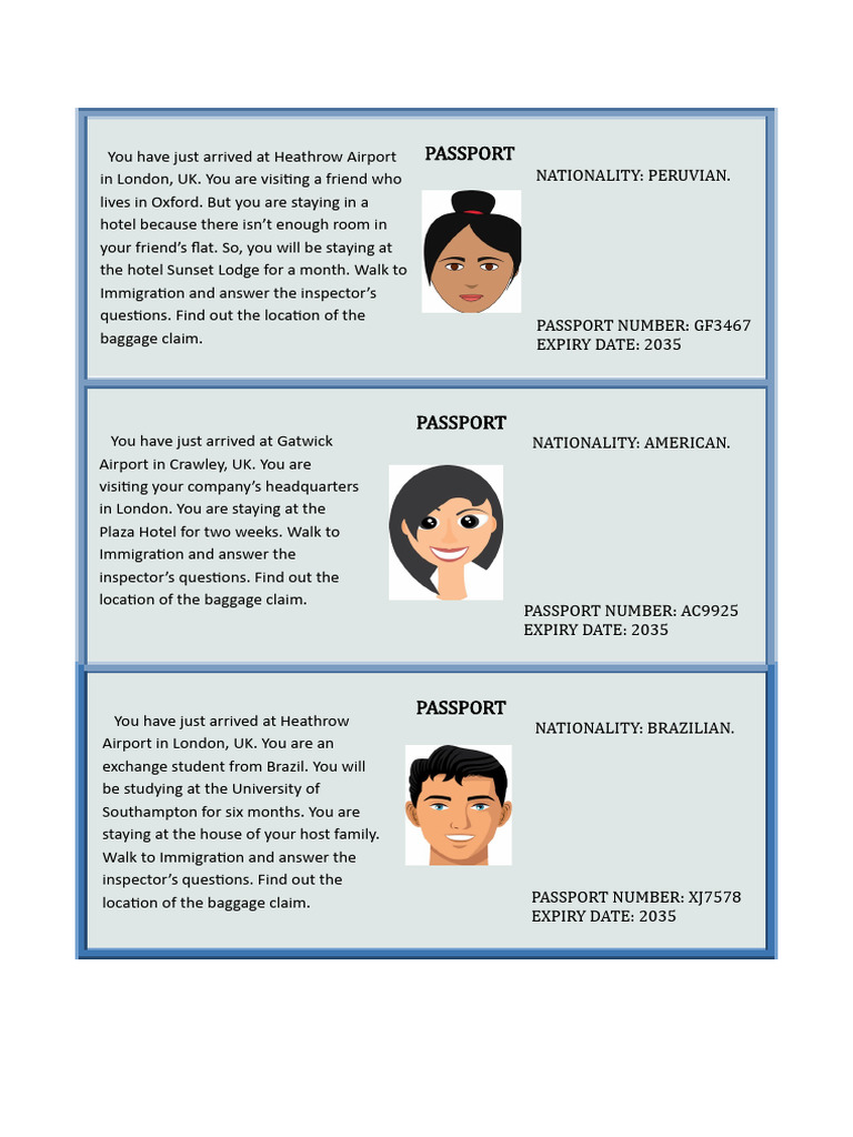 Speaking Cards - Airport Immigration | PDF