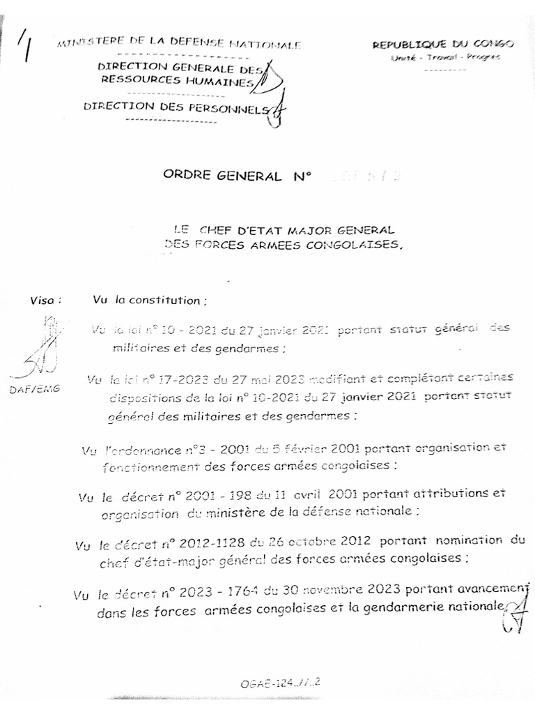 Ordre Général Nomination Sergent | PDF