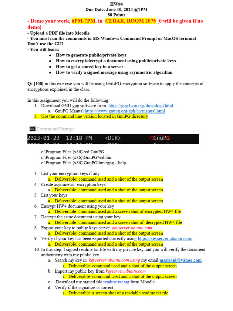 GnuPG Encryption Assignment Guide | PDF | Public Key Cryptography | Espionage Techniques