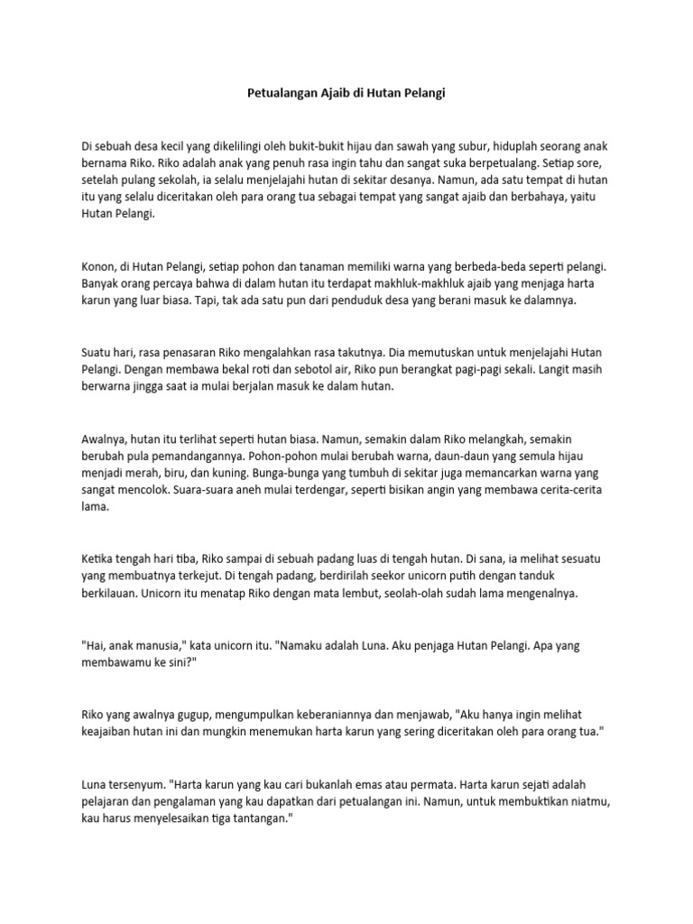 Petualangan Ajaib Di Hutan Pelangi | PDF