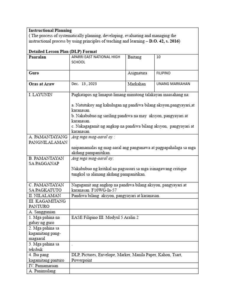 Instructional Planning Jerwin | PDF