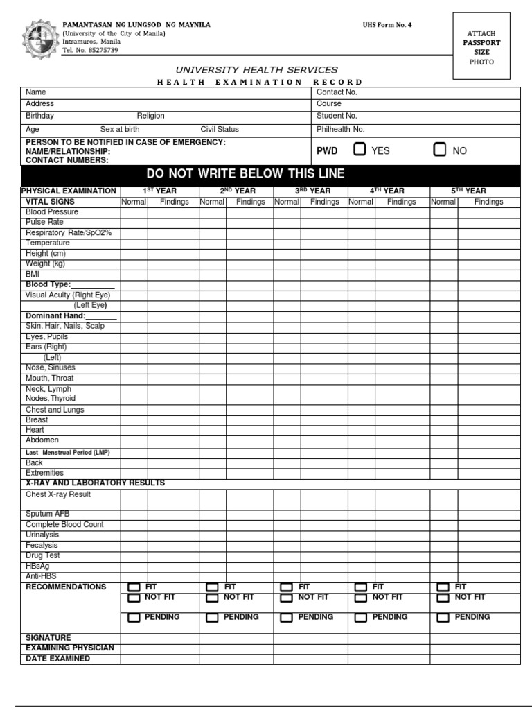 Uhs Form 4 Pe Form With Philhealth Number and PWD For 2024 | PDF ...