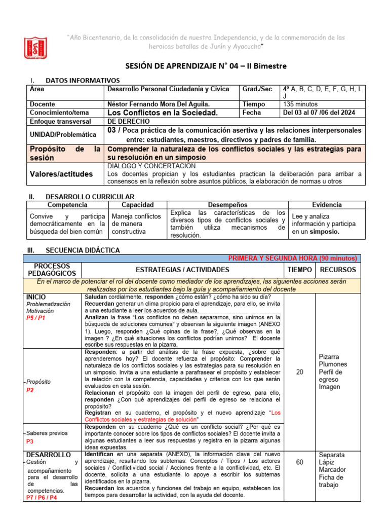 CFI Finalizado-Sesion 04-DPCC-4º-U3 - REV | PDF | Sociedad | Evaluación