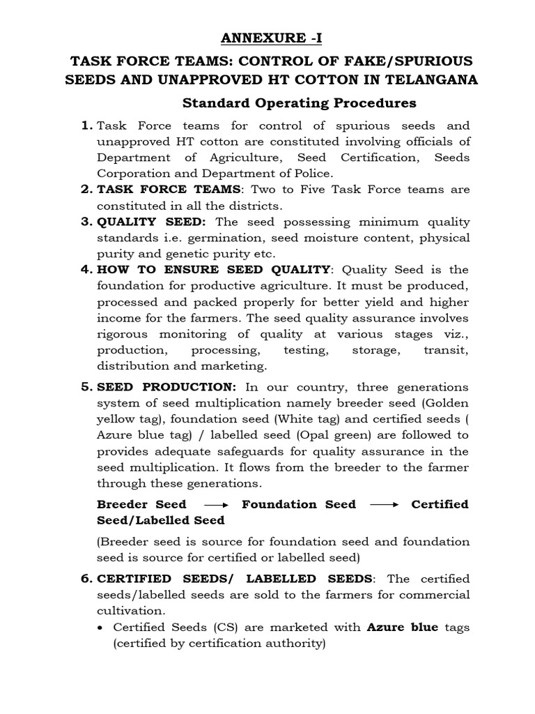 SOP Spurious Seed | PDF | Seed | Cotton