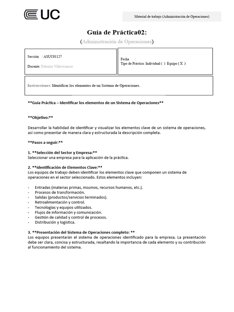 GUÍA PRÁCTICA 02 - Diseño de Un Esquema de Un Sistema de Producción | PDF | Business | Sistema ...