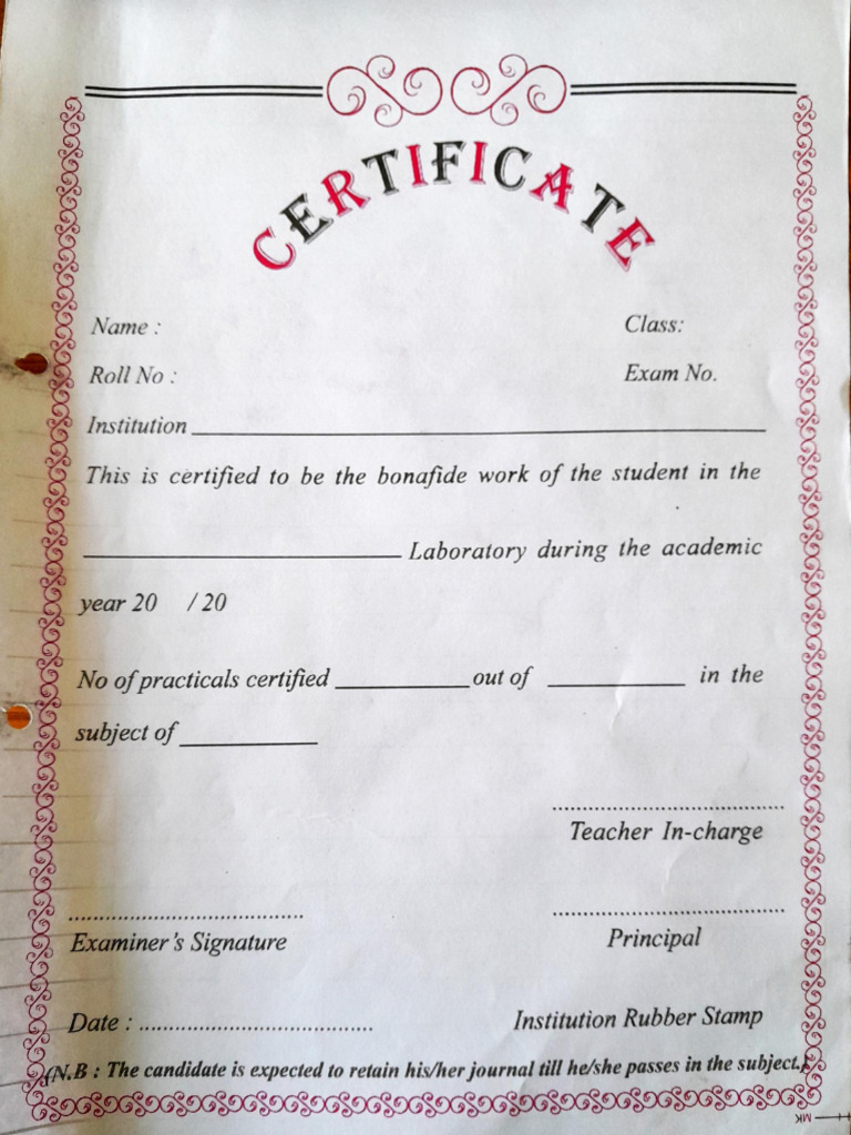 Certificate of Cel Lab 1 | PDF