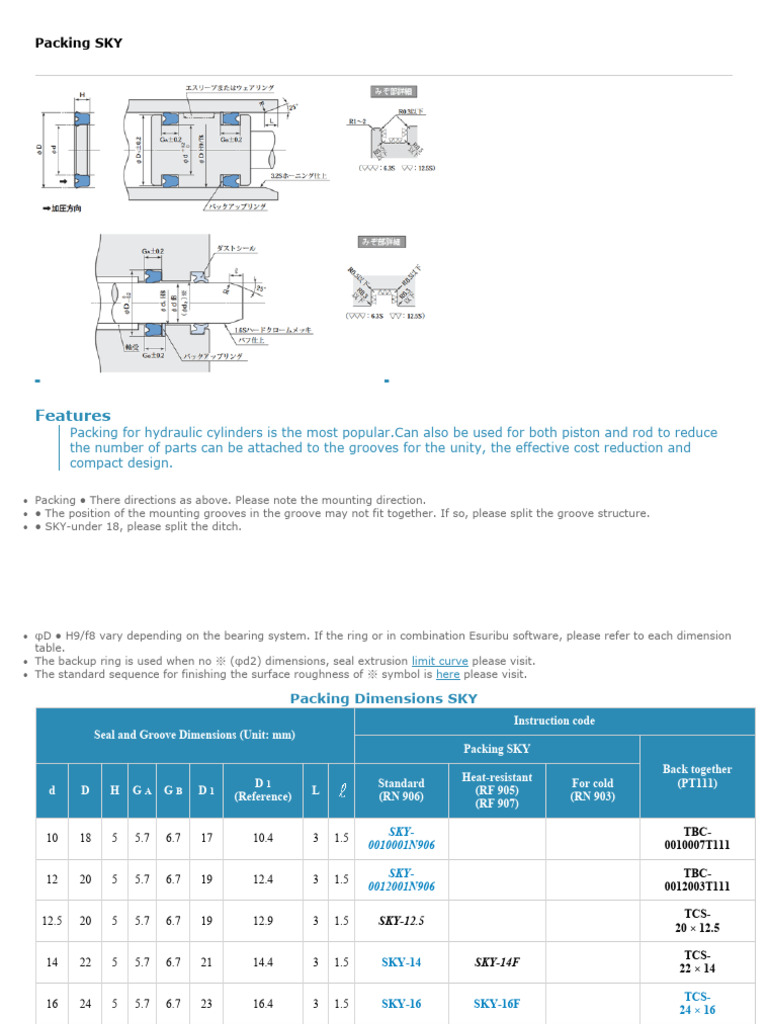 SAKAGAMI Packing SKY | Download Free PDF | Mechanical Engineering