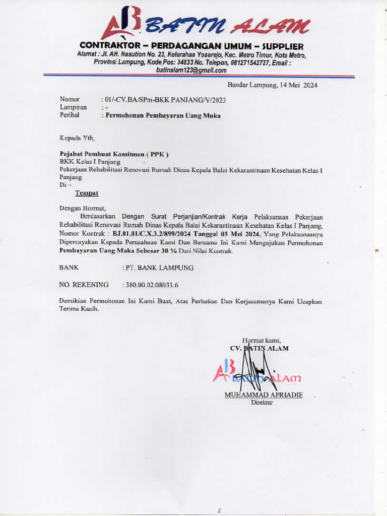Permohonan Uang Muka Pdf
