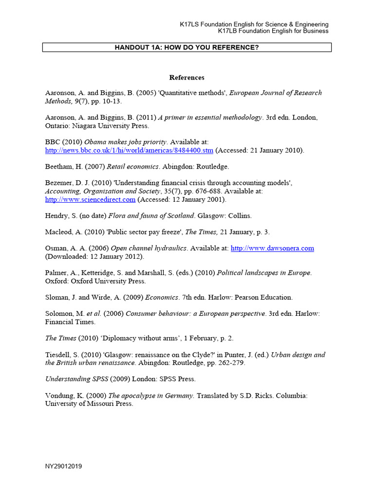 Reference Guide for Students | PDF | History