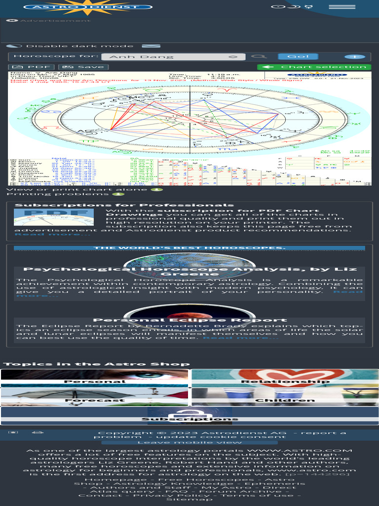 Free Astrology Chart - Astrodienst | PDF