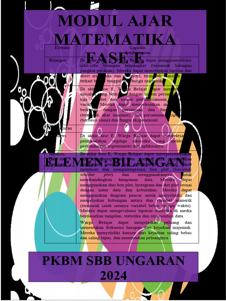 Modul Ajar Matematika Fase e - Bilangan | PDF