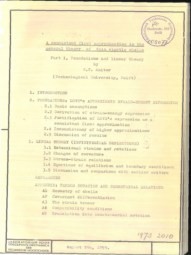 1959, Koiter, A Consistent First Aproximation in The General Theory of ...