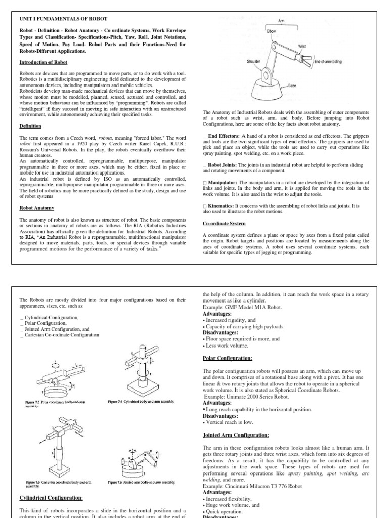 unit 1 | Download Free PDF | Robot | Robotics