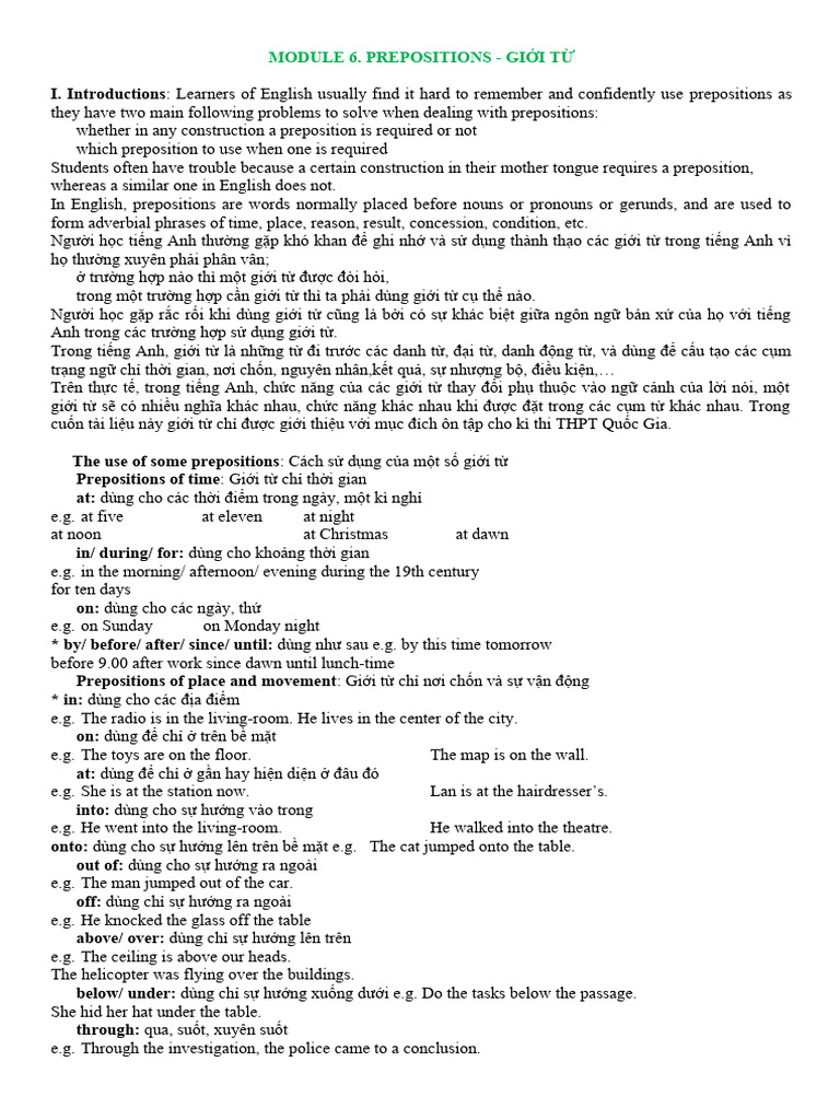 Module 6 - Prepositions 2 | PDF | Languages | Foreign Language Studies