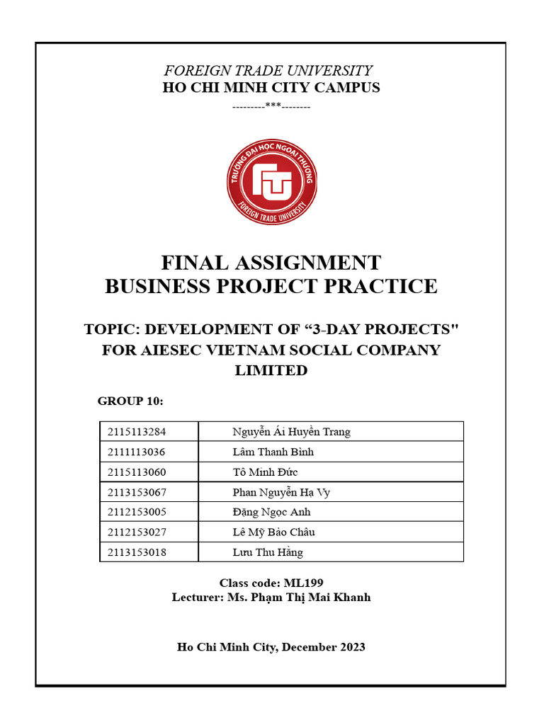 MIDTERM ASSIGNMENT - Development of "3-Day Projects For AIESEC | PDF | Non Governmental ...