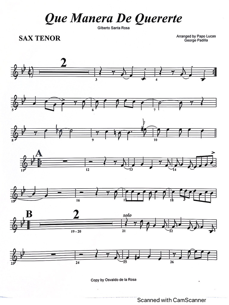 Que Manera de Quererte Sax Tenor | PDF