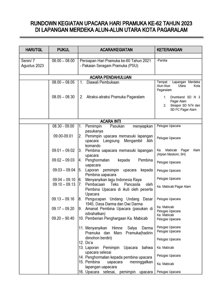 Rundown Acara Hut 60 2021 New | PDF