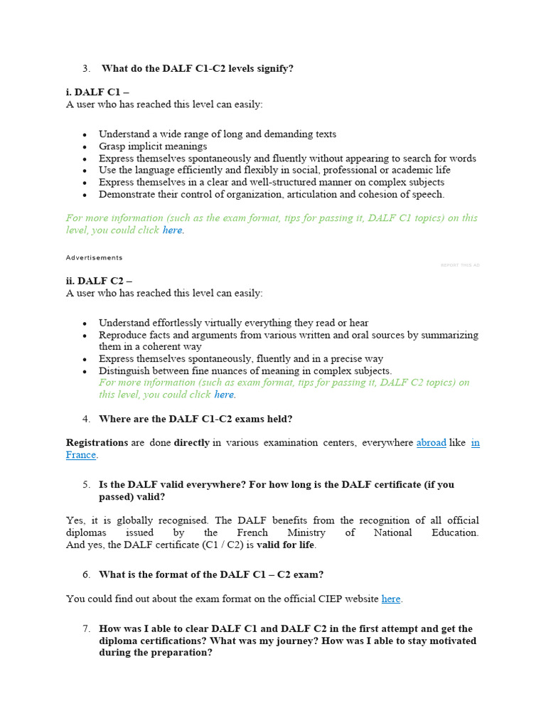 DALF C1 & DALF C2 Details | Download Free PDF | Learning | Behavior ...