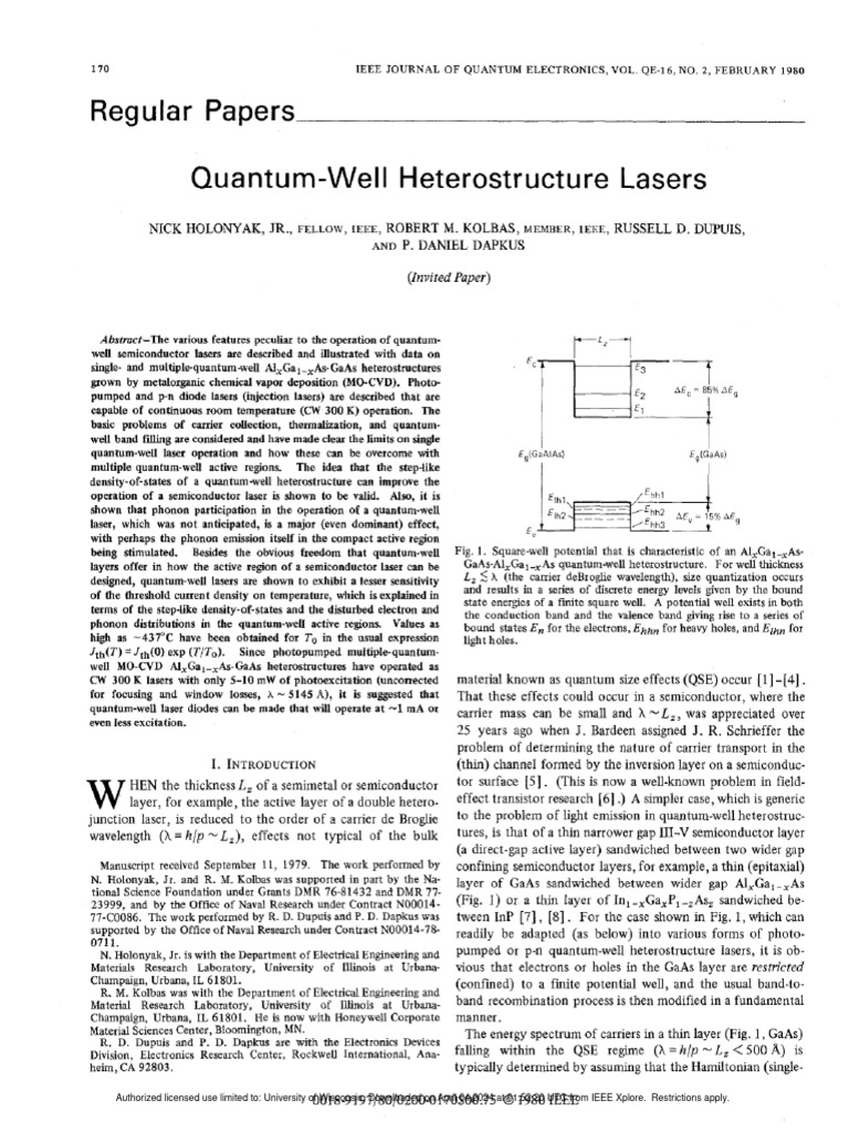 Quantum-Well Heterostructure Lasers | PDF | Laser Diode | Laser