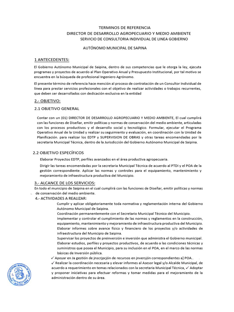 AGRONOMO SAIPINA | PDF | Presupuesto | Regulación AGRONOMO SAIPINA | PDF | Presupuesto | Regulación