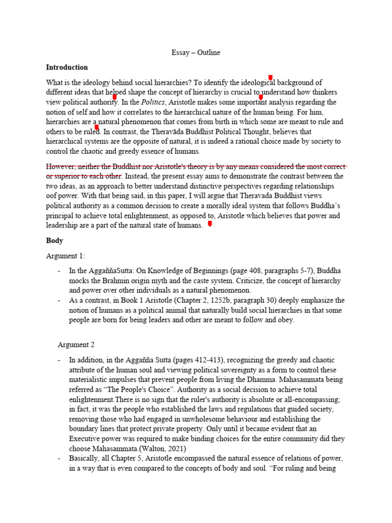 Annotated Essay Outline | PDF | Hierarchy | Aristotle