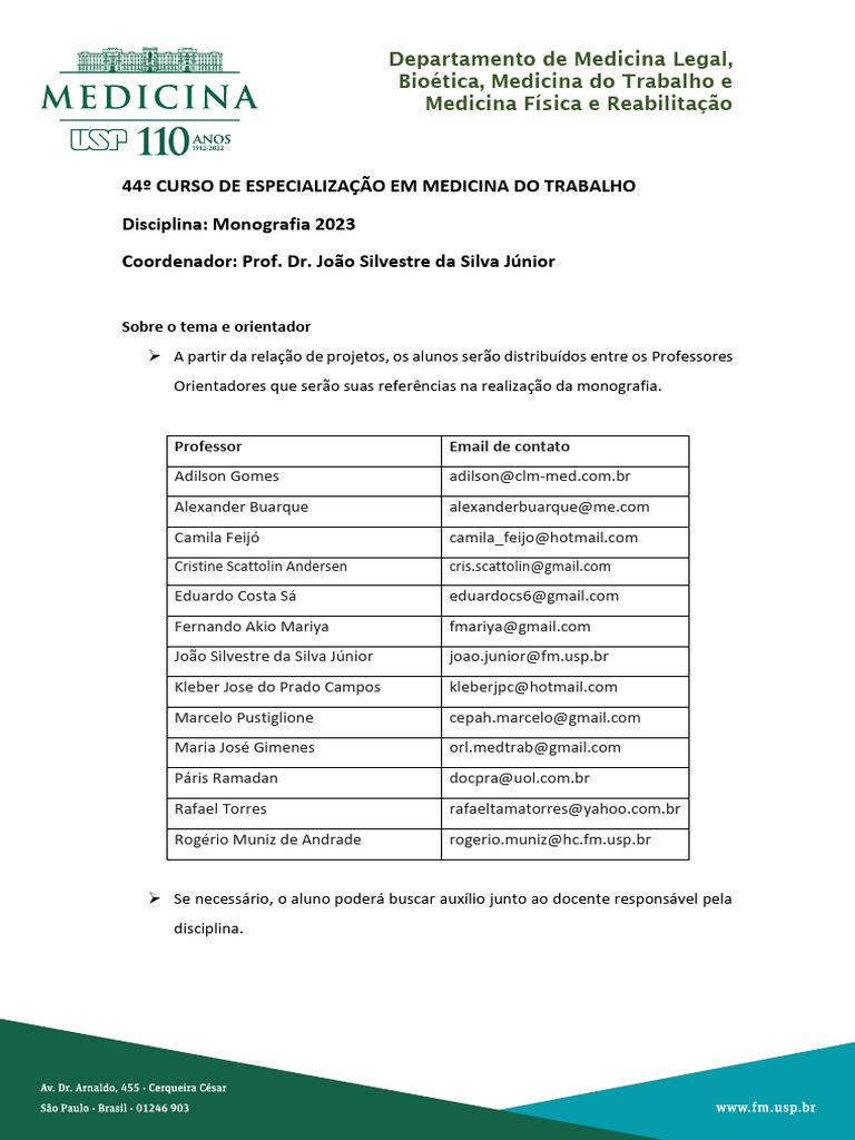 CEMT Orientações e Cronograma Monografia 2023 | PDF