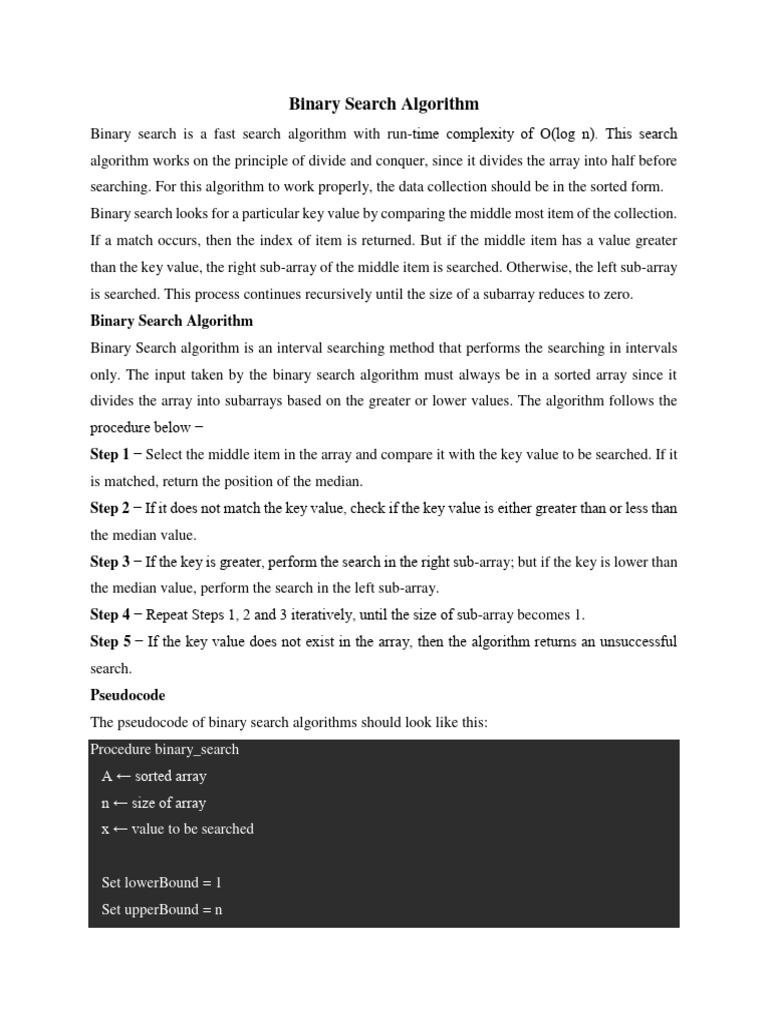 Binary Search Algorithm Download Free Pdf Algorithms And Data Structures Algorithms 4185