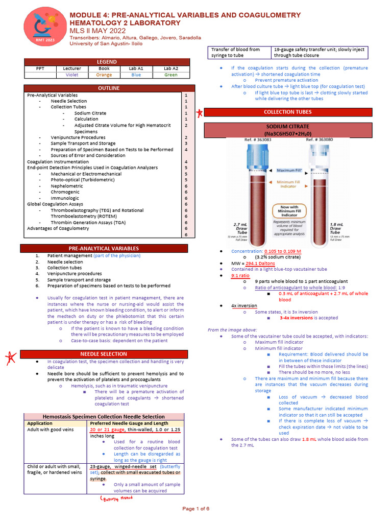 HM2lab4 Pre Analytical Variables and Coagulometry | PDF | Coagulation ... HM2lab4 Pre Analytical Variables and Coagulometry | PDF | Coagulation ...