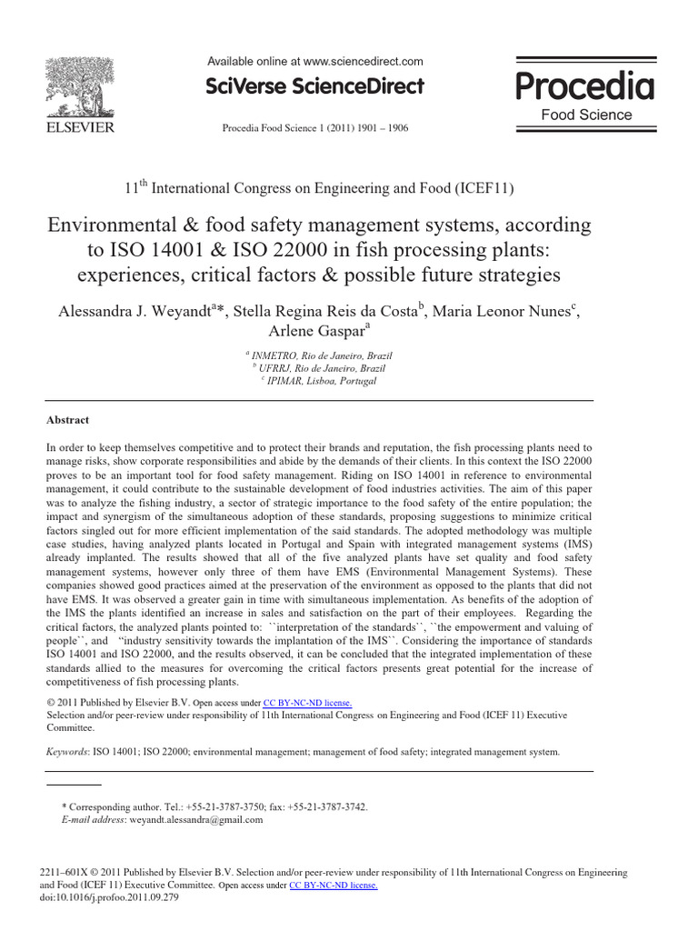 8, Environmental Food Safety Management Systems According To ISO | PDF ...