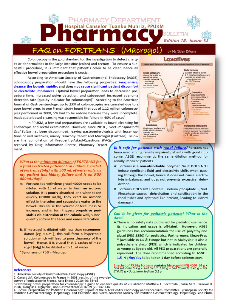 12.2018. FAQ On Fortrans and Cosmofer Infusion | PDF | Colonoscopy ...