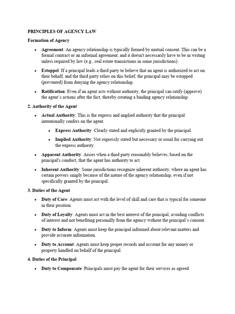 Understanding Agency Law Principles | PDF | Law Of Agency | Legal Liability