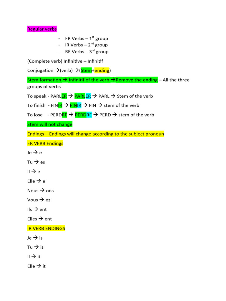 Regular Verbs Formation | PDF | Language Arts & Discipline | Foreign ...