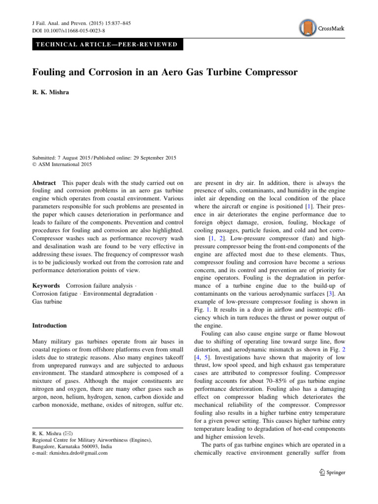 Fouling and Corrosion in An Aero Gas Turbine Compressor ...