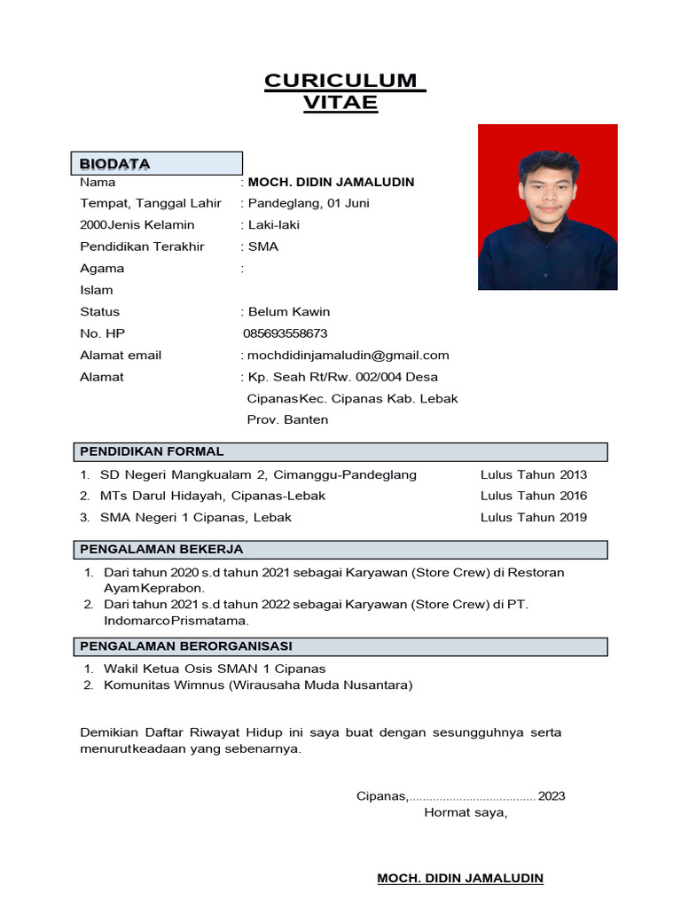 Berkas Lamaran Pekerjaan Moch. Dididn Jamaludin 2 - Compressed | PDF