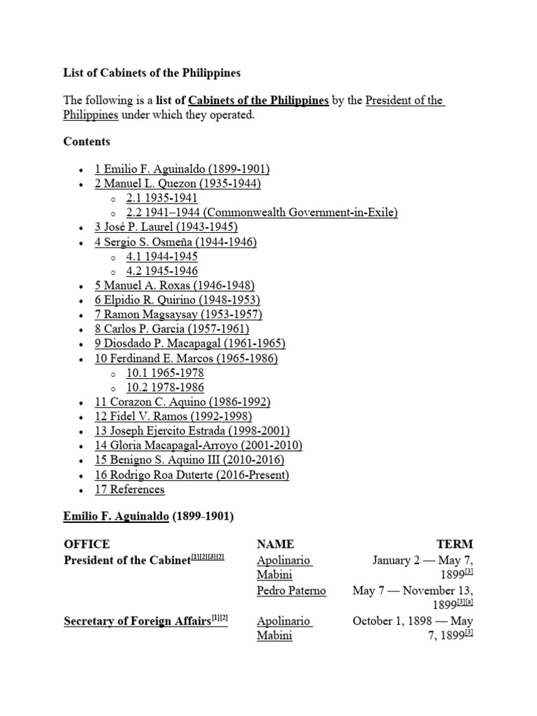 Cabinet-Members-of-the-Philippines | PDF | President Of The Philippines | World Politics