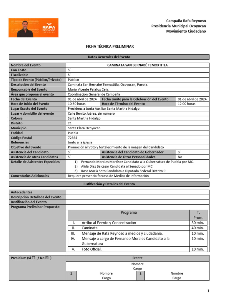 Ejemplo de Ficha Técnica | Descargar gratis PDF | México