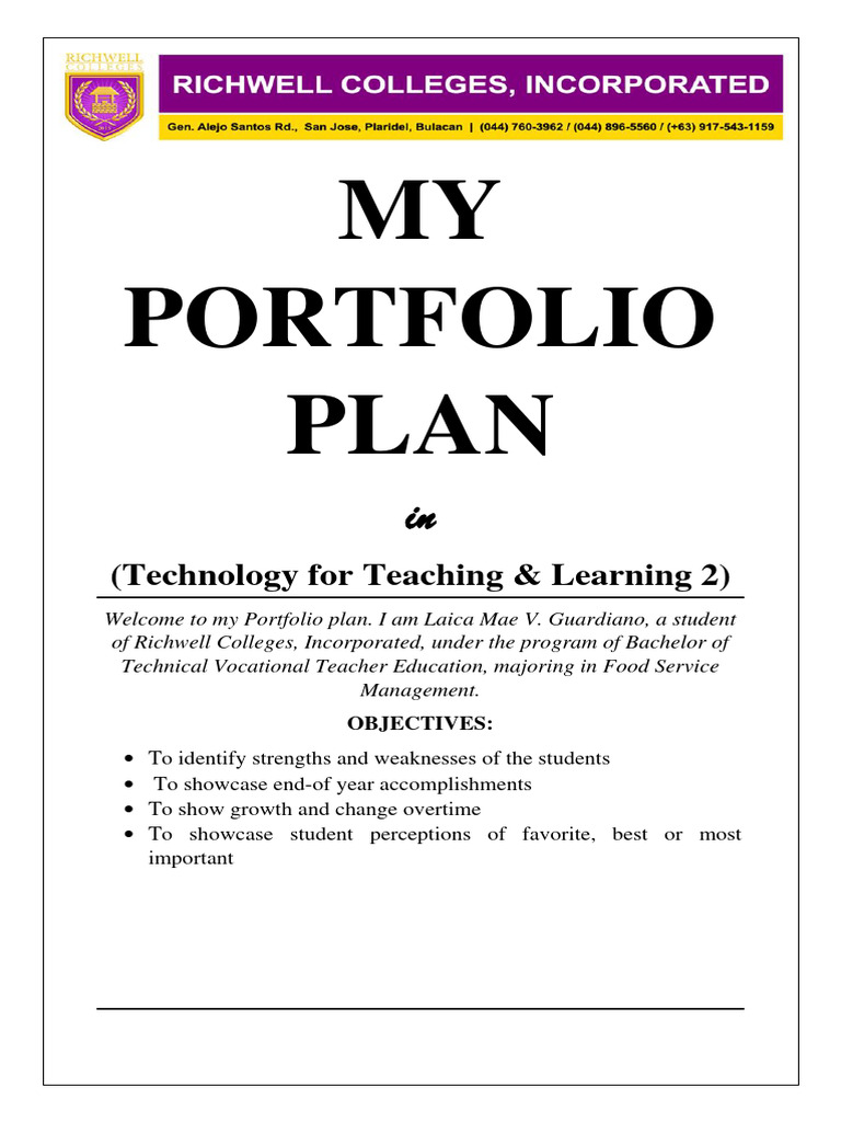 My Portfolio Plan | Download Free PDF | Educational Technology | Learning