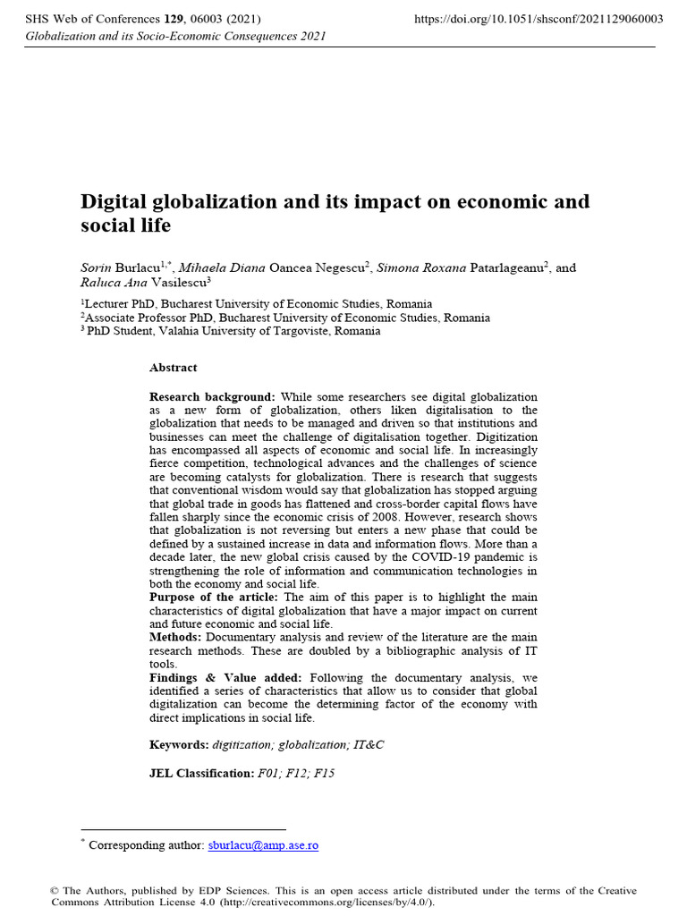 Digital Globalization and Its Impact On Economic A | PDF ...