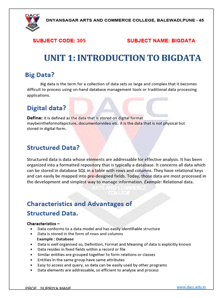 sybca-bigdata-notes | Download Free PDF | Big Data | Analytics