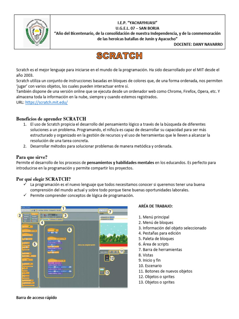 Ficha Scratch I | PDF | Scratch (lenguaje de programación) | Informática