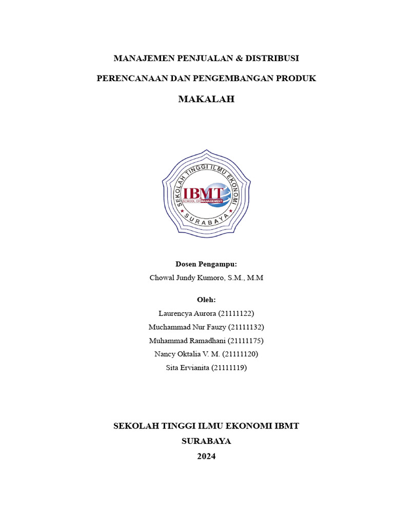 Makalah Manajemen Penjualan Dan Distribusi | PDF | Bisnis | Pengelolaan Keuangan & Uang