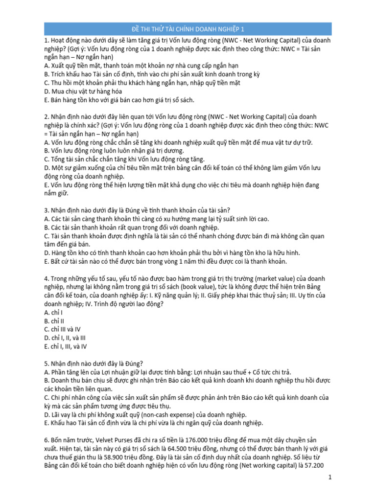 Đề Thi Thử Trắc Nghiệm TCDN1 | PDF