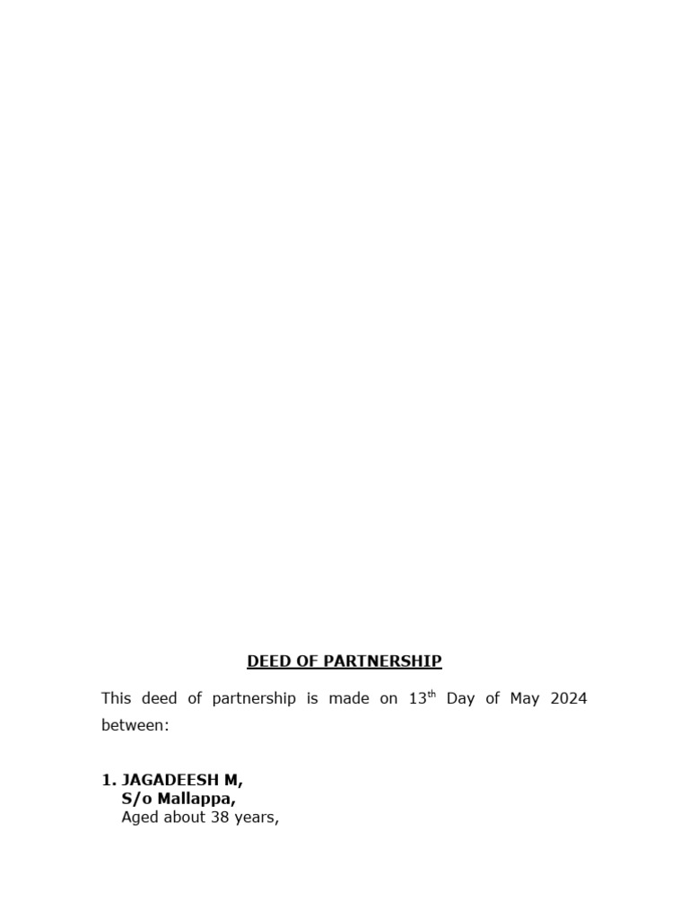 JagaM Associates Partnership-Deed Draft | PDF | Partnership | Balance Sheet